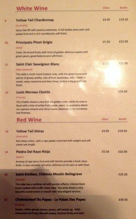 Menu at Golden Bird restaurant, London, 379 Mile End Rd