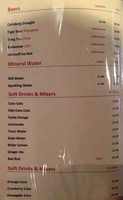 Menu at Golden Bird restaurant, London, 379 Mile End Rd