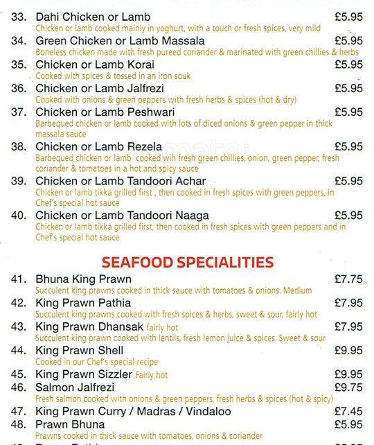 Menu at Tasty Bites restaurant, Upminster, 50 Corbets Tey Rd