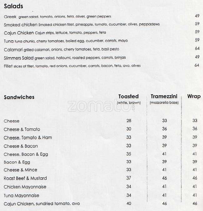 Menu at Fiddlewoods Restaurant, Germiston