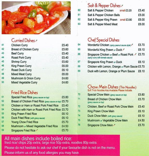 Menu at Happy Inn fast food, Glasgow