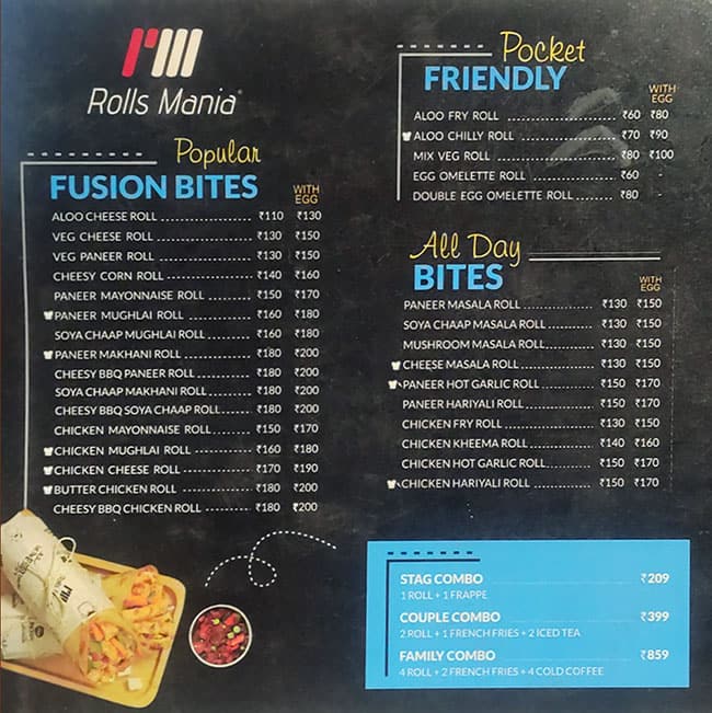 Menu of Rolls Mania, Wagle Estate, Thane West, Thane