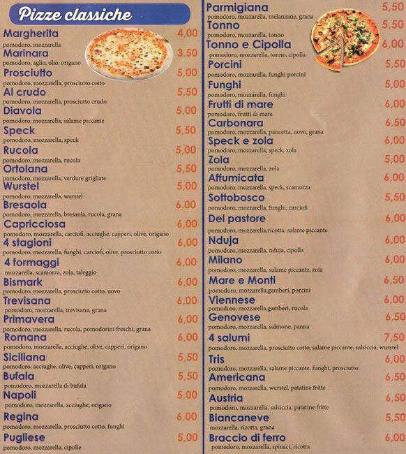 Menu da Il Nilo pizzeria, Milano
