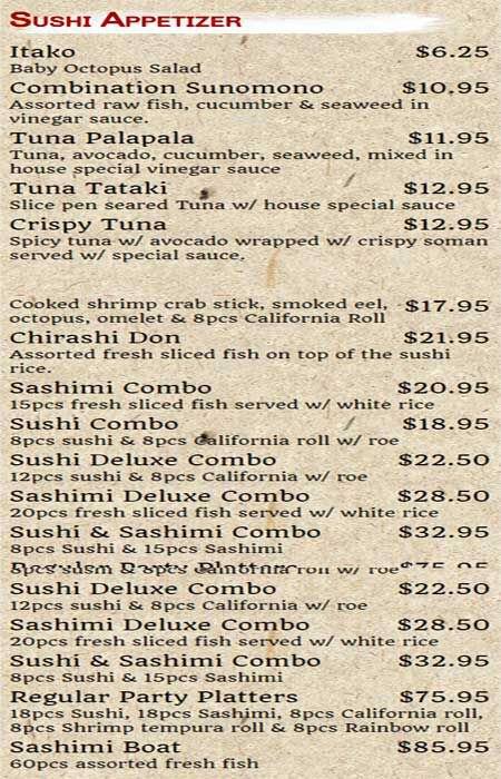 Menu at Ziki Japanese Steakhouse - Annapolis, Annapolis, Towne Centre ...