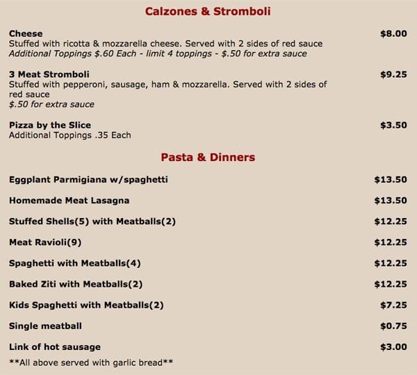 Menu at Pizza Chef pizzeria, Sarasota