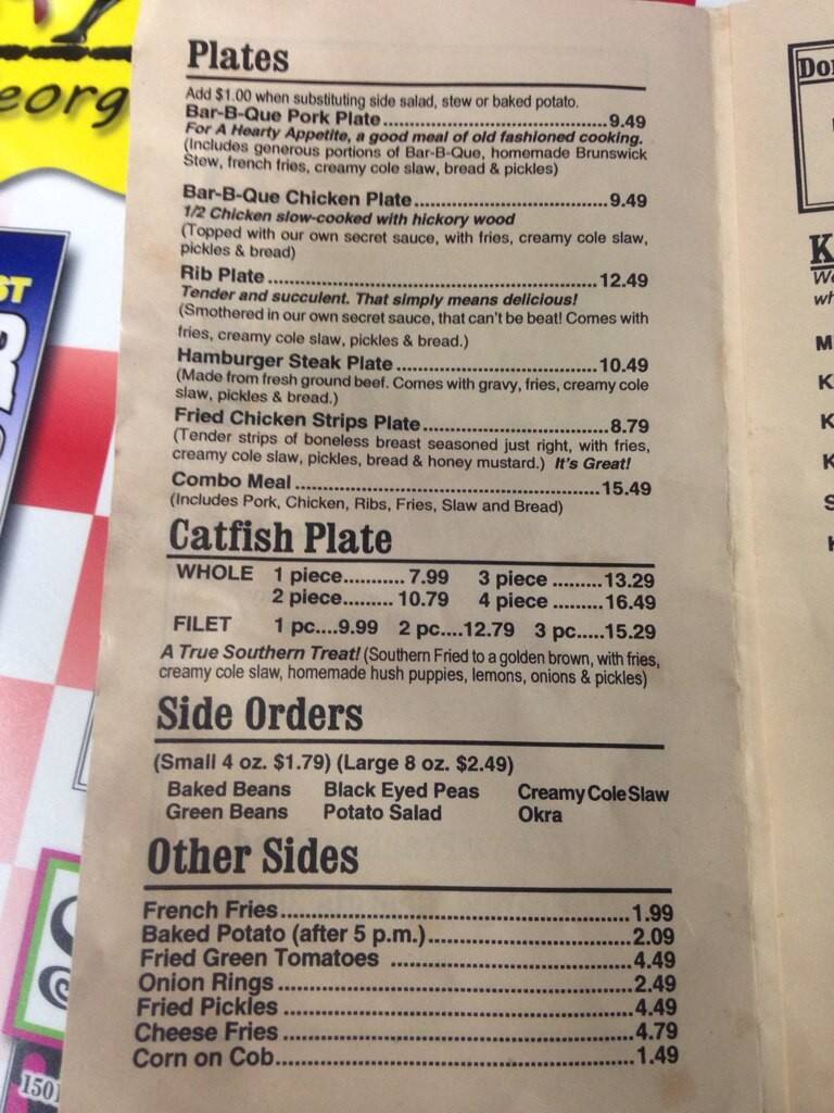 Menu at Roger's Bar-B-Que, LaGrange