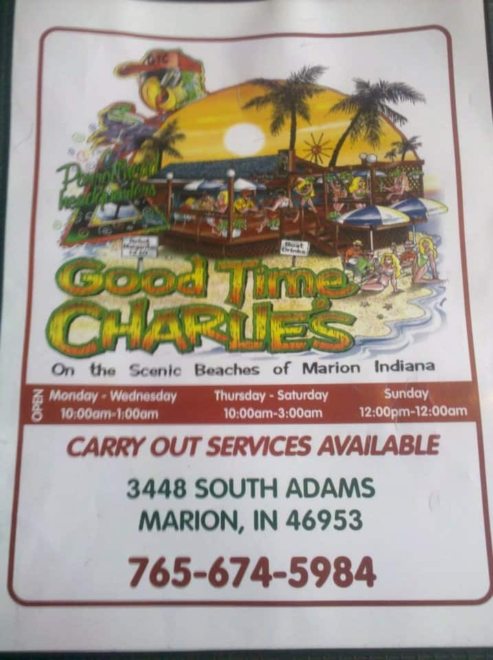 Menu at Good Time Charlies pub & bar, Marion