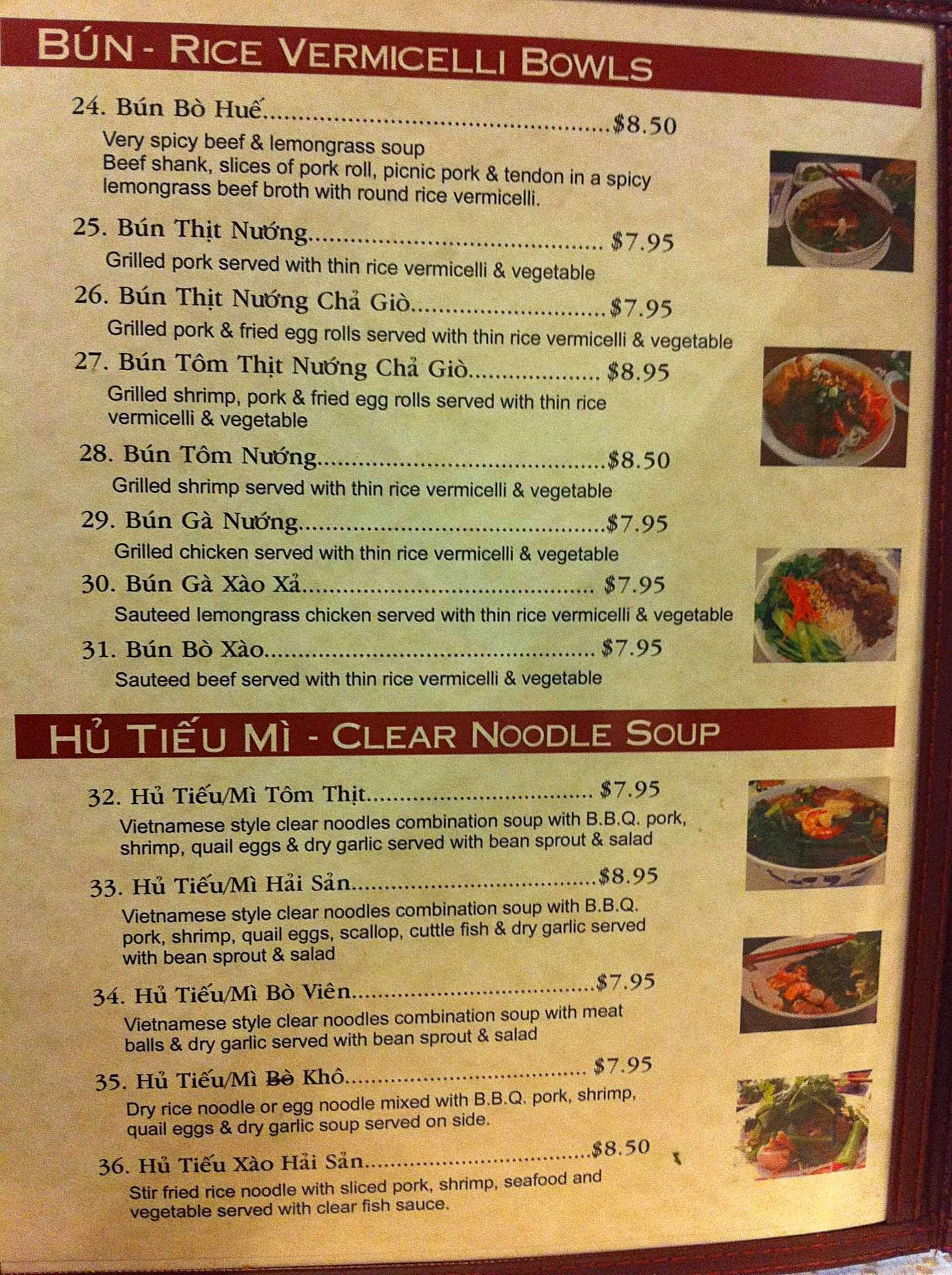 Menu at Pho Saigon restaurant, Macon, Riverside Dr