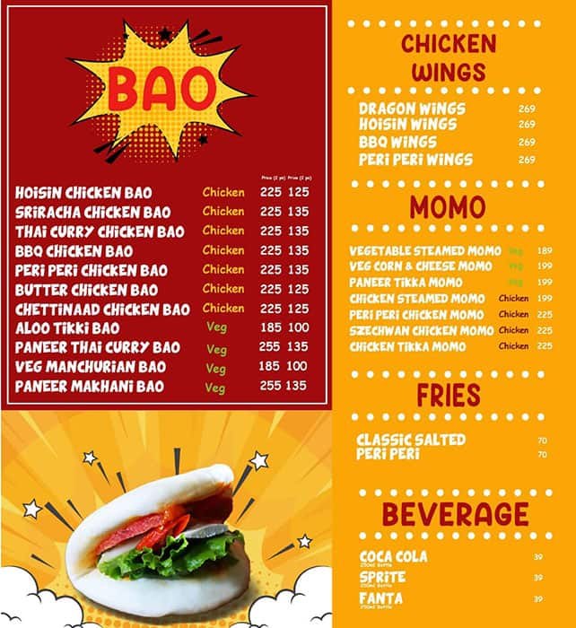 Menu of Crazy Bao, Marathahalli, Bangalore