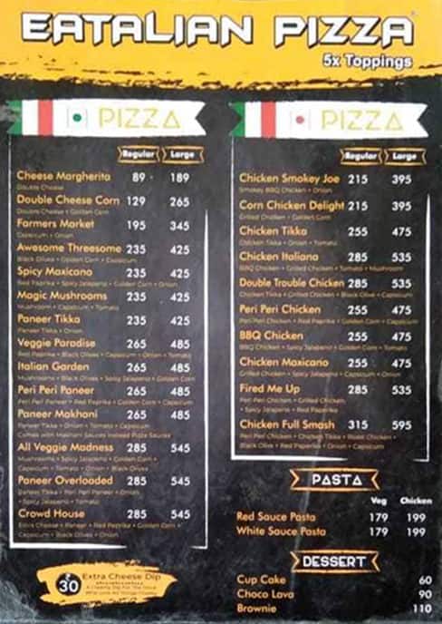 Menu of Eatalian Pizza, Kalyan, Thane