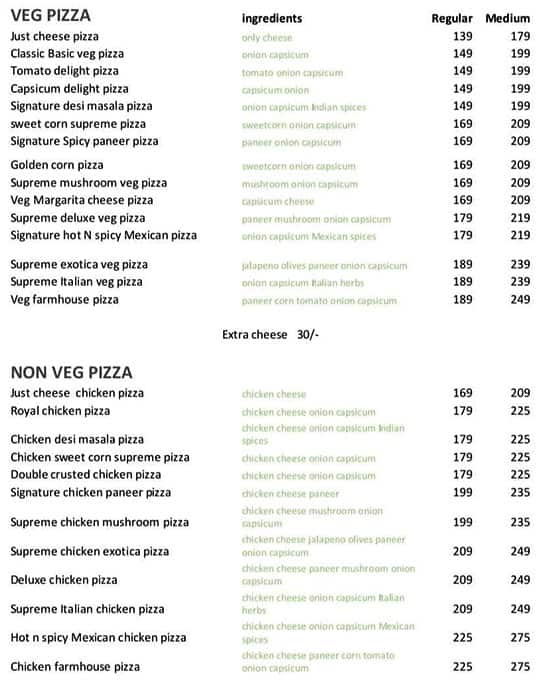Menu of SR Gallos, Uppal, Secunderabad