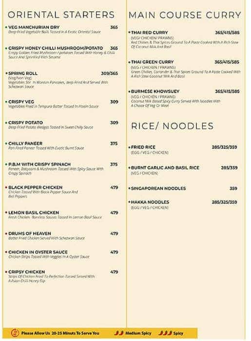 Menu of SKYE - Rooftop By Eternia, Magarpatta, Pune