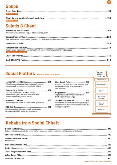 Menu at Hauz Khas Social, New Delhi