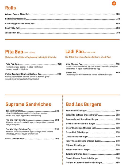 Menu at Hauz Khas Social, New Delhi