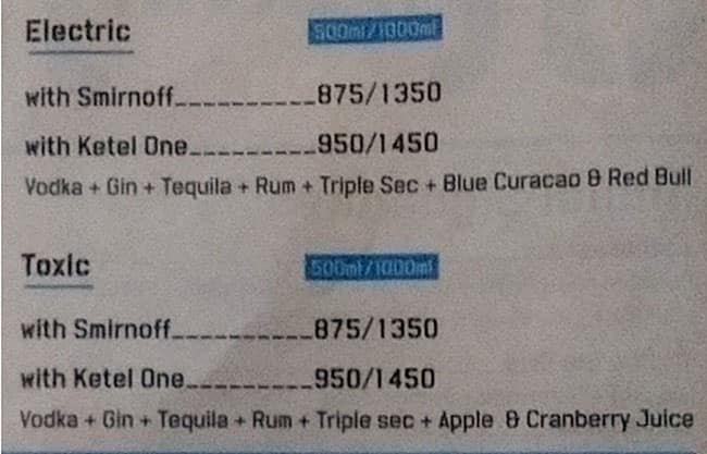 Menu at Aerocity SOCIAL, New Delhi