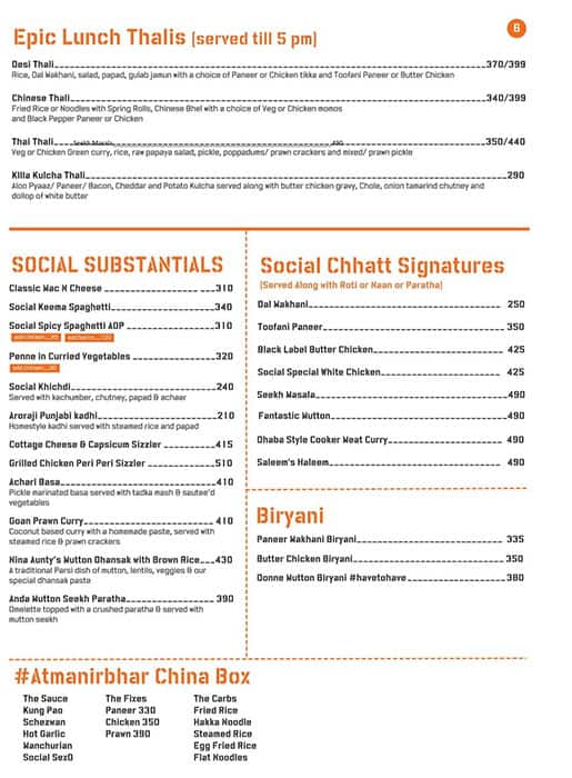 Menu at Hauz Khas Social, New Delhi