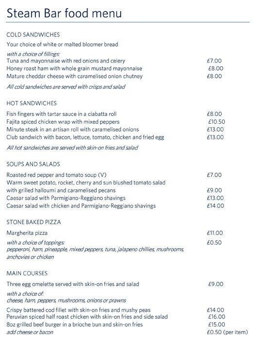 The Steam Bar - Hilton London Paddington Menu - Zomato UK