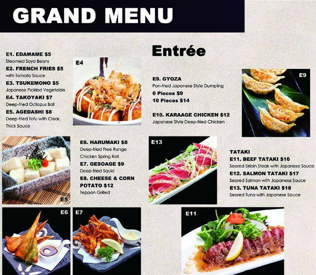 Carta del restaurante Ten Japanese Teppanyaki, Auckland