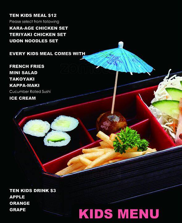 Carta del restaurante Ten Japanese Teppanyaki, Auckland