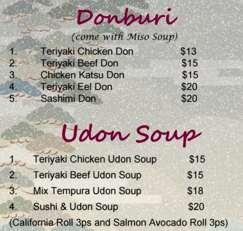 Carta del restaurante Ten Japanese Teppanyaki, Auckland