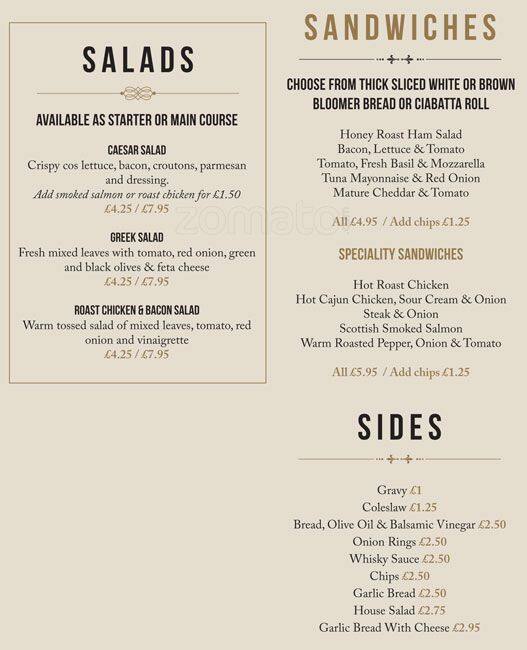 Menu at Auld Hundred pub & bar, Edinburgh
