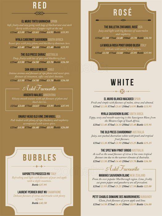 Menu at Auld Hundred pub & bar, Edinburgh