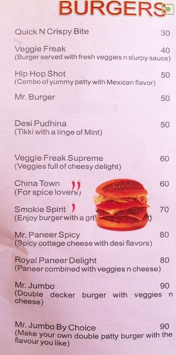 Menu at Mr.Burger, Jaipur, 183