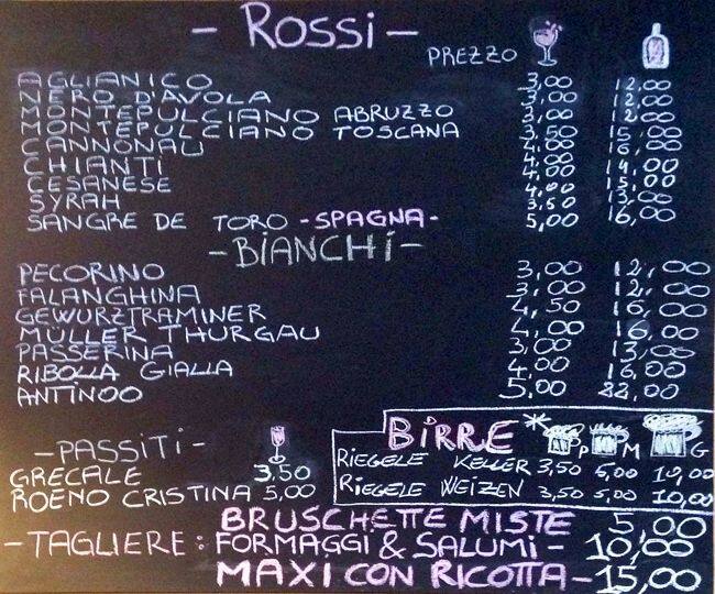 Speisekarte von Trattoria Rossi restaurant, ROM
