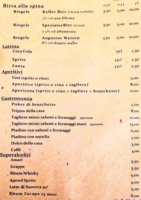 Speisekarte von Trattoria Rossi restaurant, ROM