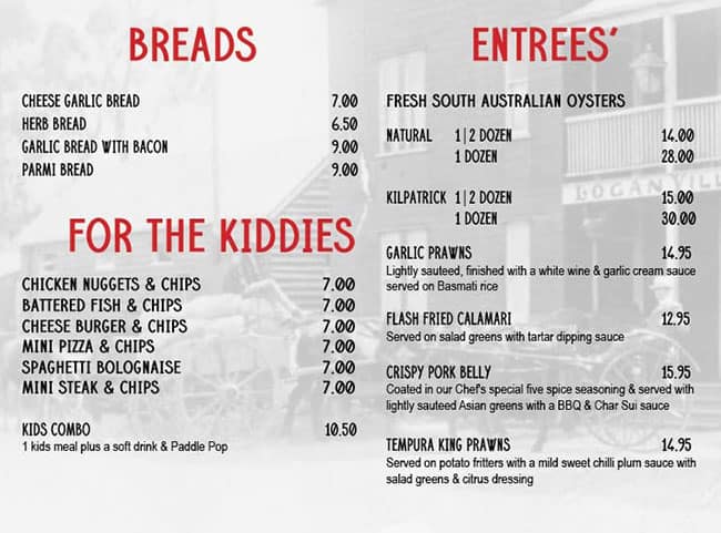 Menu at Logan Village Hotel pub & bar, Logan Village