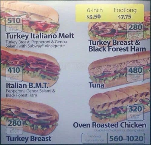 Subway Menu, Menu for Subway, Pacific, Pacific - Urbanspoon/Zomato