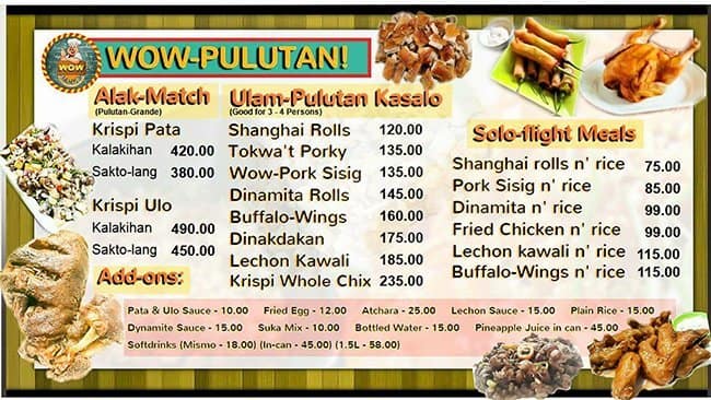 Wow-Pulutan Menu, Menu for Wow-Pulutan, San Andres, Cainta - Zomato ...