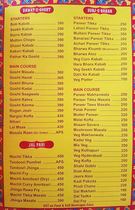 Menu at Urban Turban, Candolim