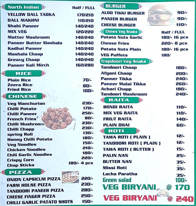 Menu of KGN Cafe, NIT, Faridabad