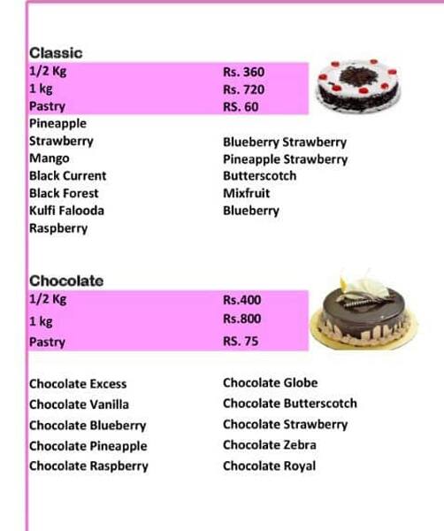 Menu of Cakes And Me, Sanpada, Navi Mumbai