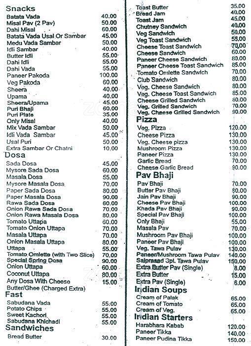 Sai Prasad Menu, Menu for Sai Prasad, New Panvel, Navi Mumbai - Zomato