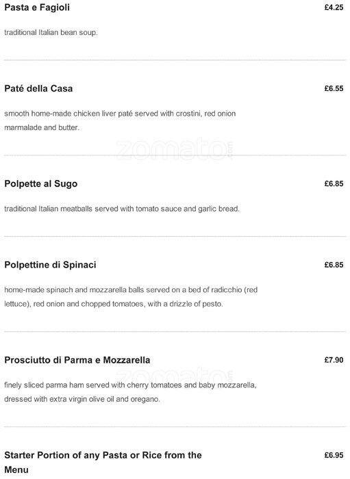 Menu at La Piazza restaurant, Edinburgh, 97-99 Shandwick Pl