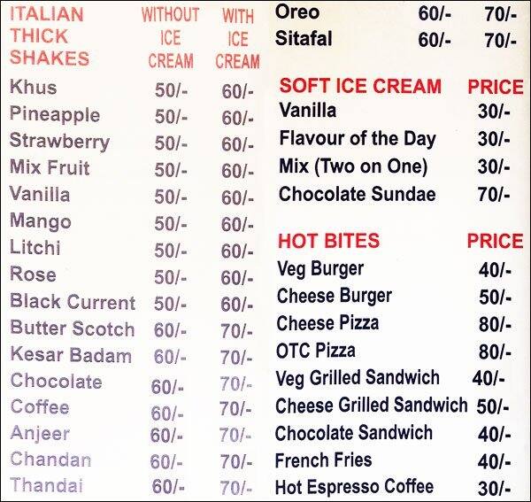 Milky Way Menu, Menu for Milky Way, Raja Park, Jaipur - Zomato