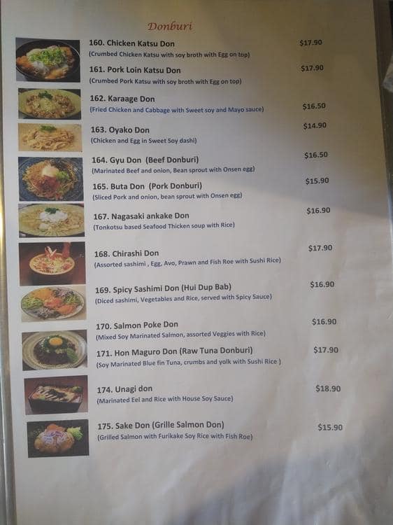 Menu at Moeru restaurant, West Ryde