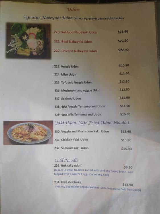 Menu at Moeru restaurant, West Ryde