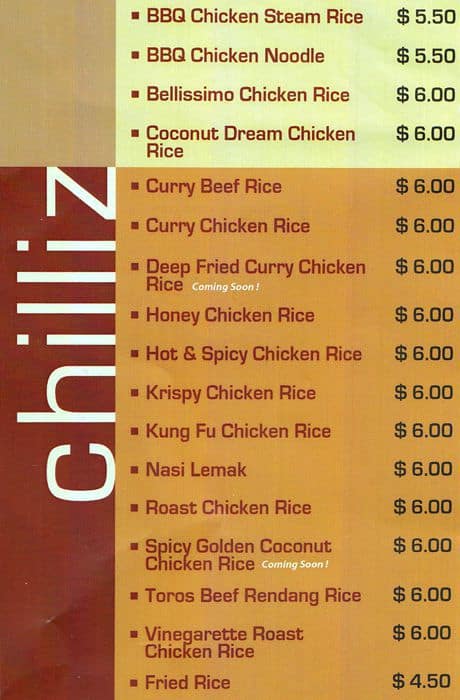 Chilliz Menu, Menu for Chilliz, Perth CBD, Perth - Urbanspoon/Zomato