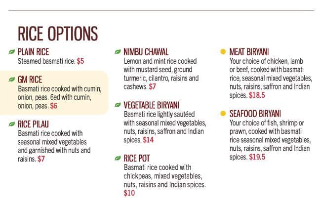 Menu at GM Restaurant, Maple Ridge