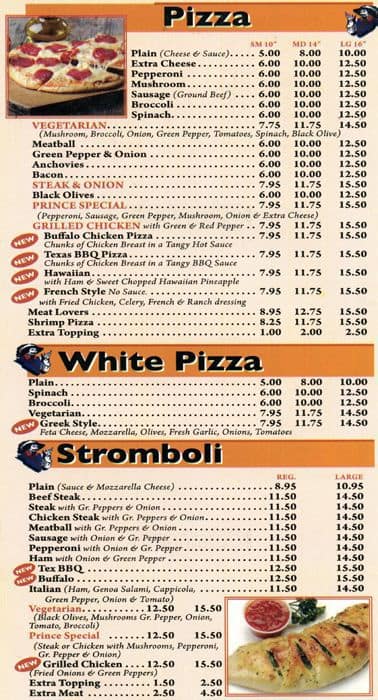 Prince Pizza II Menu, Menu for Prince Pizza II, Oxford Circle ...