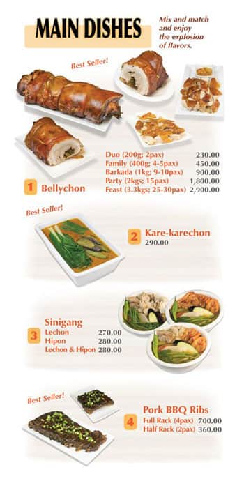 Menu at Belly Good Boneless Lechon, Pasig, Second Floor