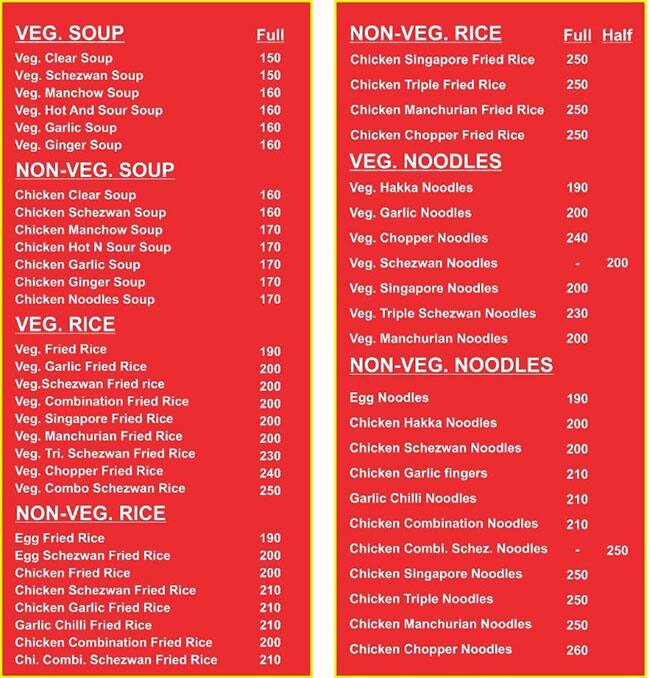 Menu of Meals and Memories, Mira Road, Mumbai