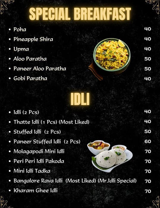 Menu of Mr Idli, Kalyan, Thane