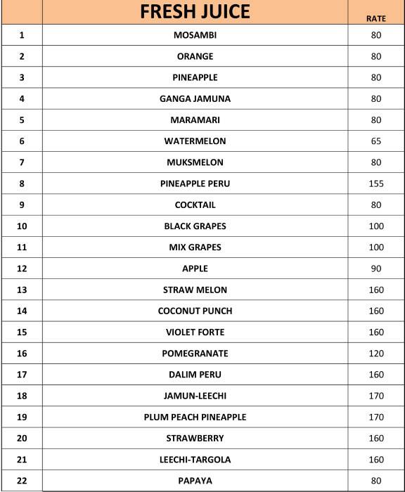 Menu of Seema Juice Centre, Vile Parle West, Mumbai