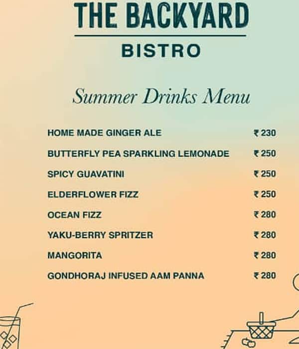 Menu of The Backyard Bistro, Science City Area, Kolkata
