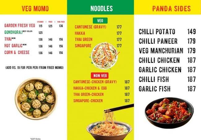 Menu of Panda Momo, Nagerbazar, Kolkata