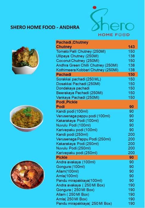 Menu of Shero Home Food - Andhra, Chanda Nagar, Hyderabad